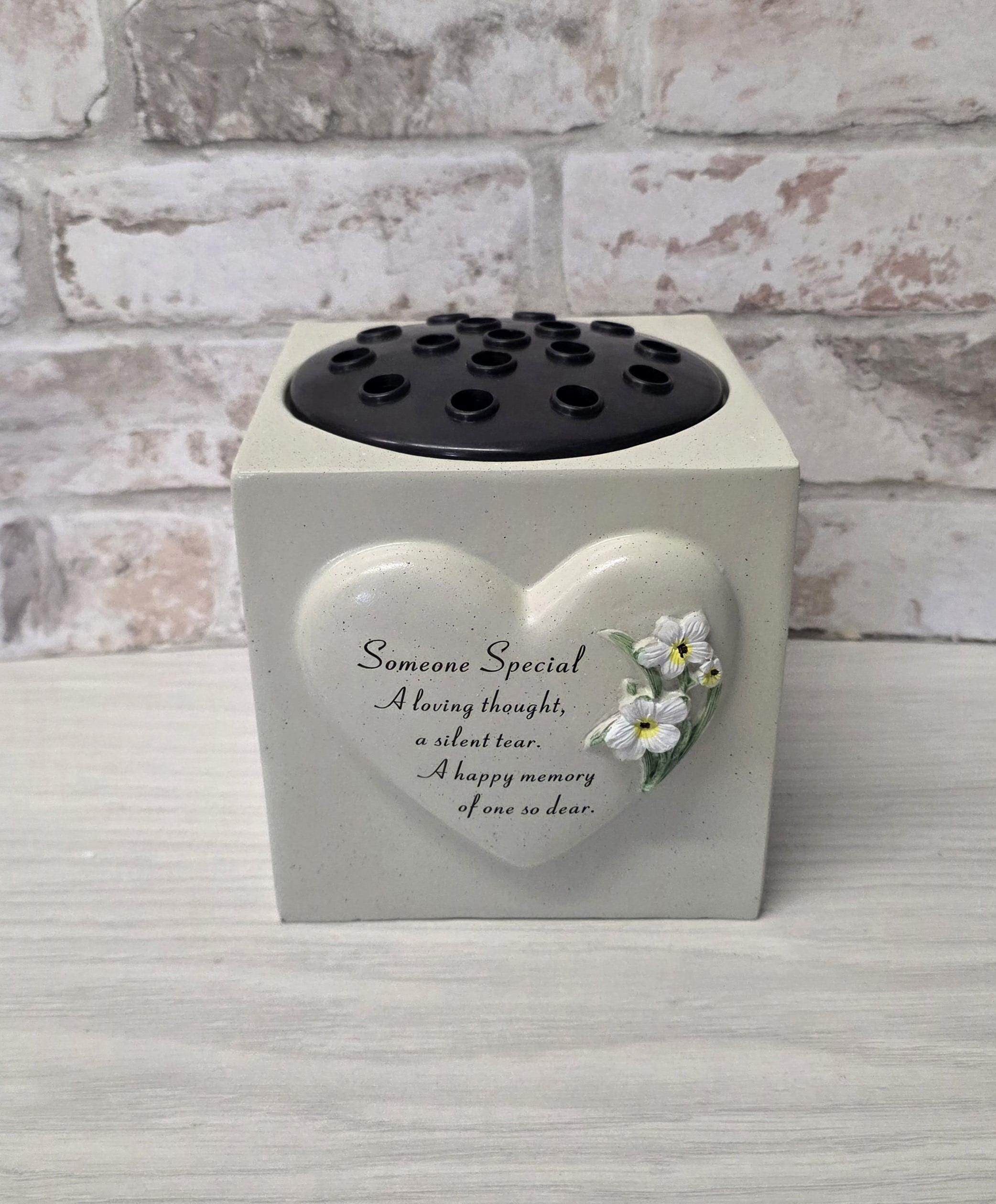 Someone special Memorial Grave Vase Rose Bowl. Heart and Lily Design ...